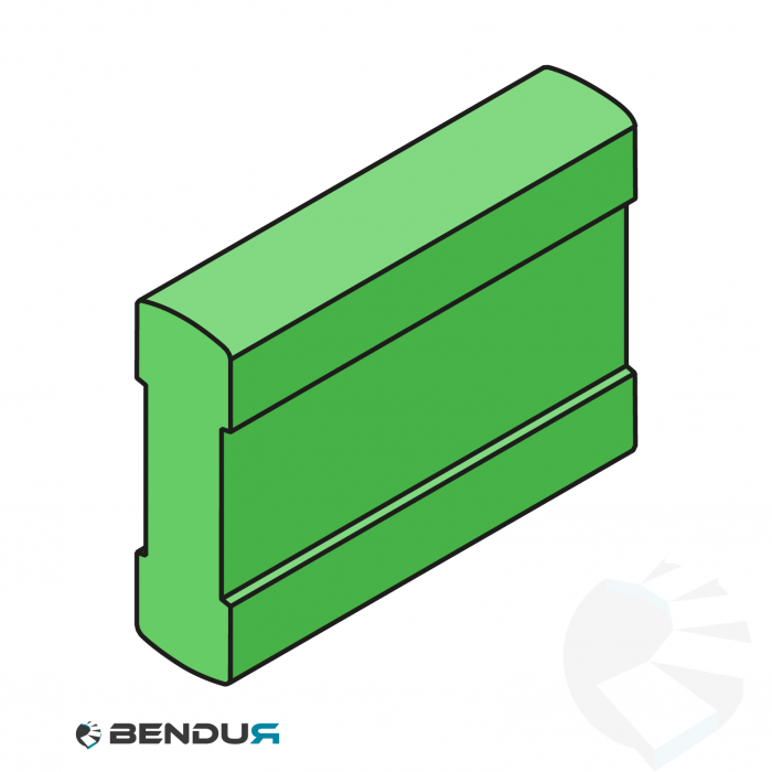 Extruded plastic wear strip | R10 6,2x20 green UHMW-PE | l=60m | Bendur
