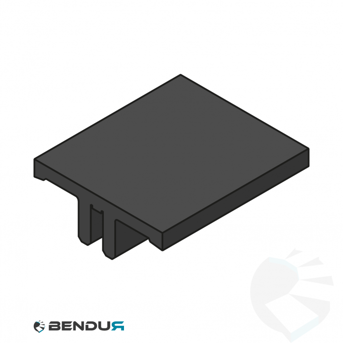 Kunststof extrusie T-profiel | 42x15,7 zwart UHMW-PE | Bendur